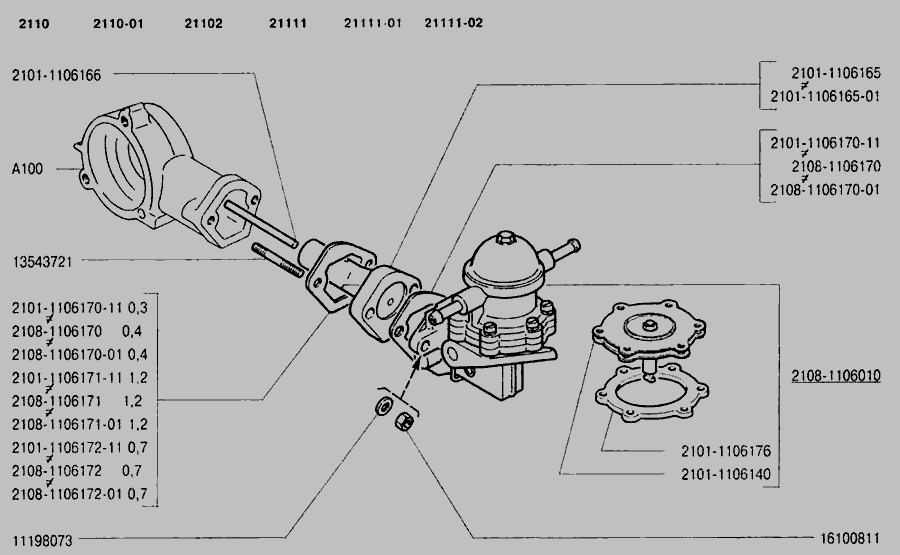 Бензонасос ВАЗ 2108-21099 VORTEX 2108-1106010. Купить топливный насос ...