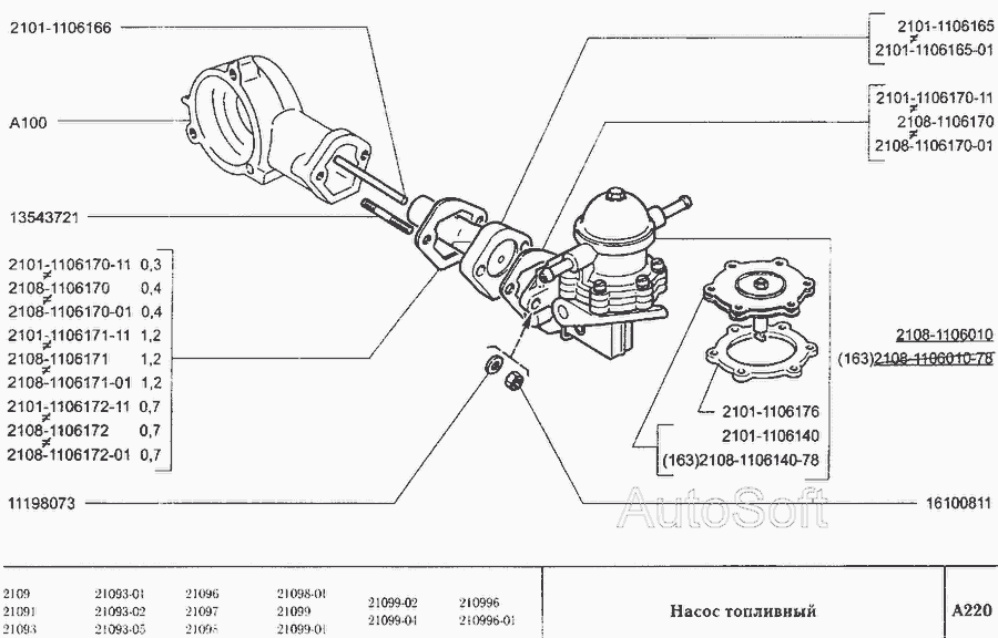 Бензонасос ВАЗ 2108-21099 VORTEX 2108-1106010. Купить топливный насос ...