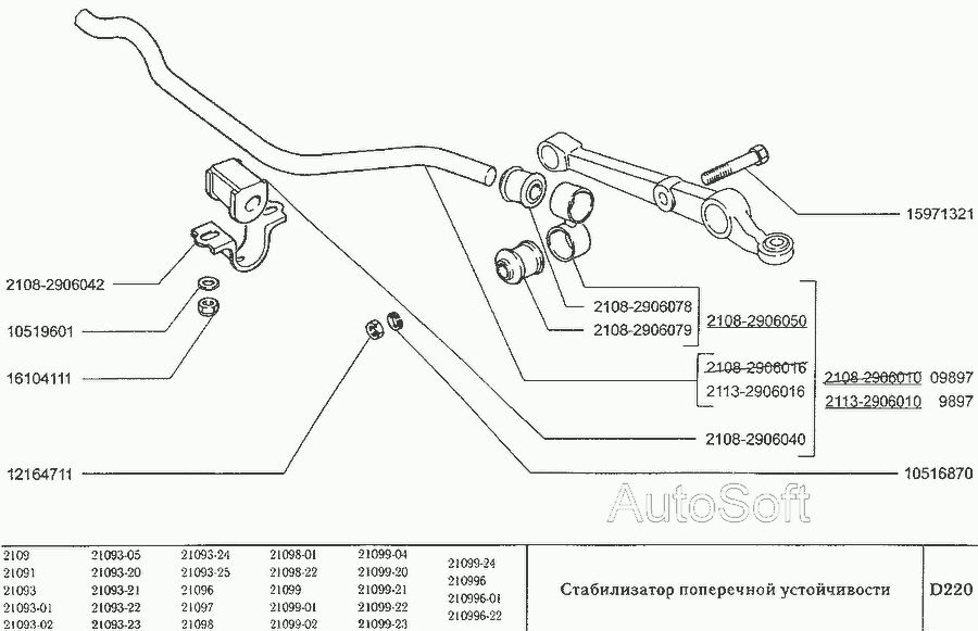 Стабилизатор поперечной устойчивости ВАЗ 2108-21099, 2113-2115 передний ...